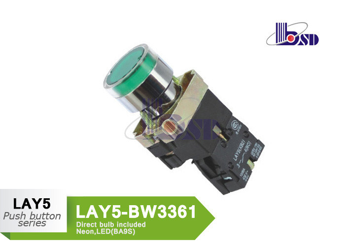 Emergency Signals Green Push Button Switch With LED Direct Bulb ROHS ...