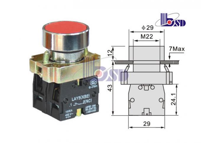 Red Color Push Button Switch Spring Return Flat Button LAY5（XB2）-BA45